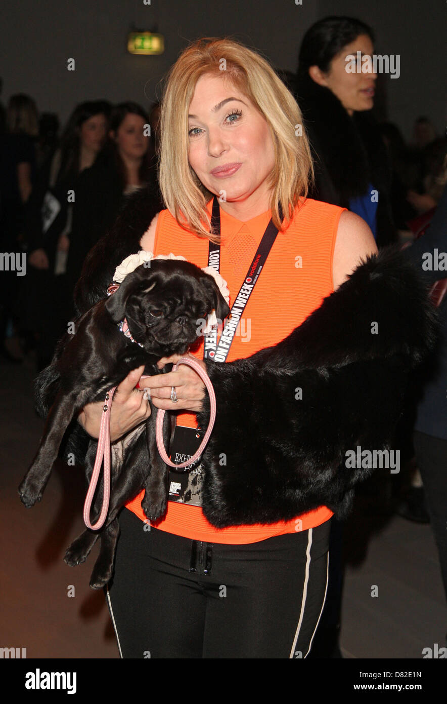 Brix Smith-Start with her dog Gladys London Fashion Week - Autumn ...