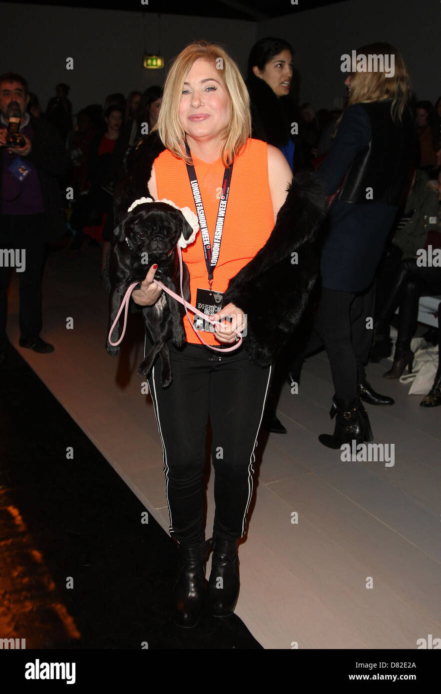 Brix Smith-Start with her dog Gladys London Fashion Week - Autumn ...