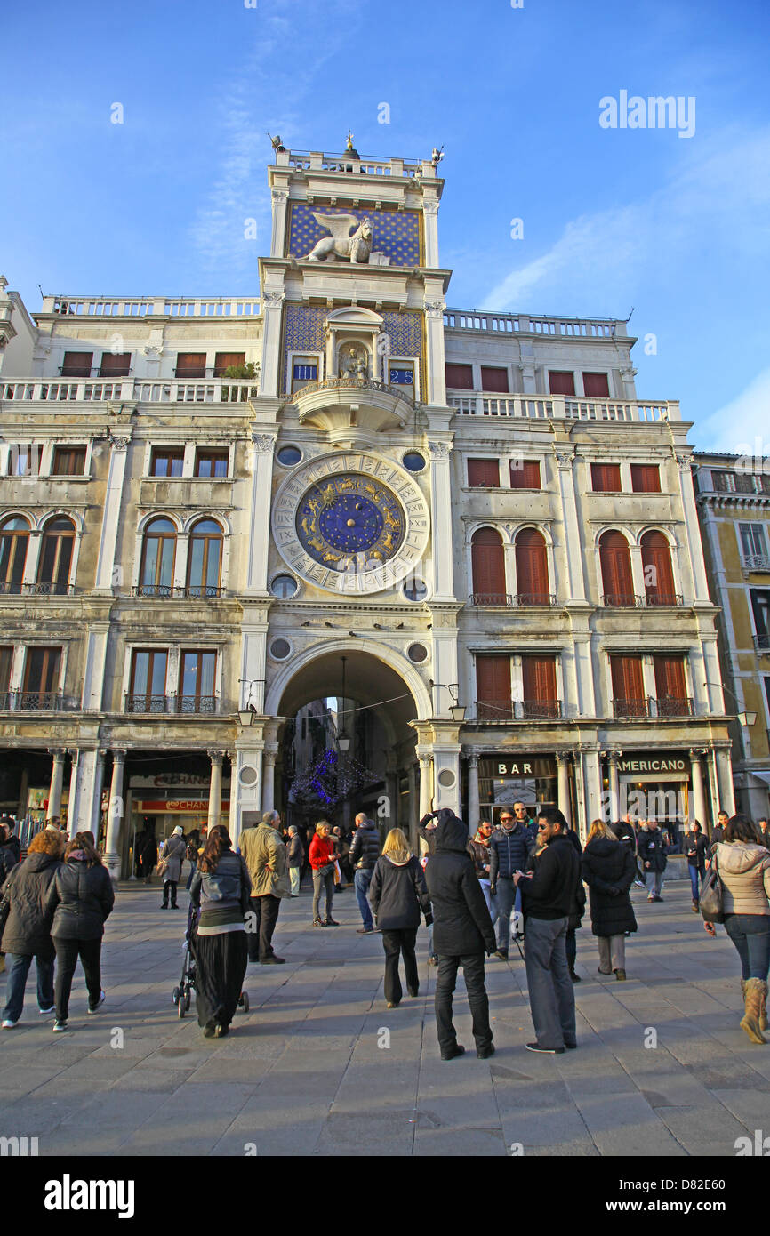 Torre dell'orologio or clock tower in St Marks Square or Piazza San ...