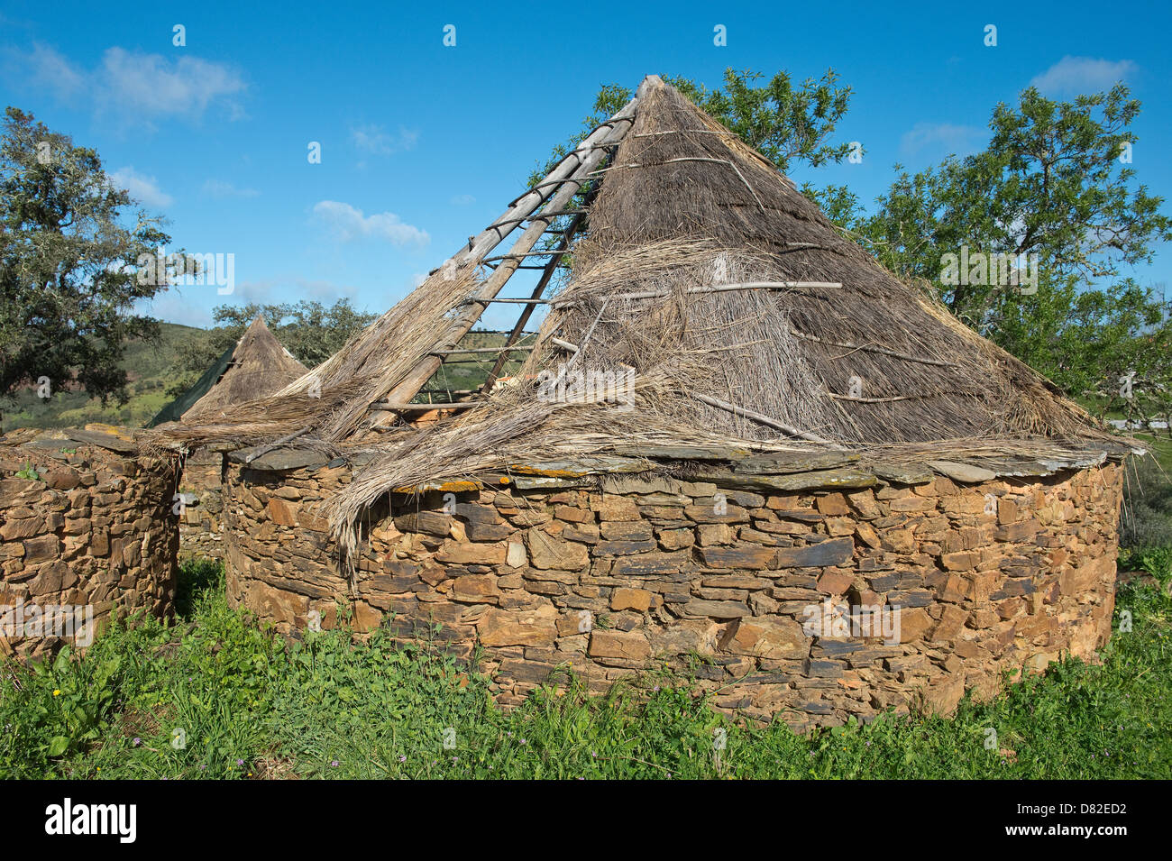 Traditional roundhouse partially ruined Masmarrta Trail at Mealha Brás ...