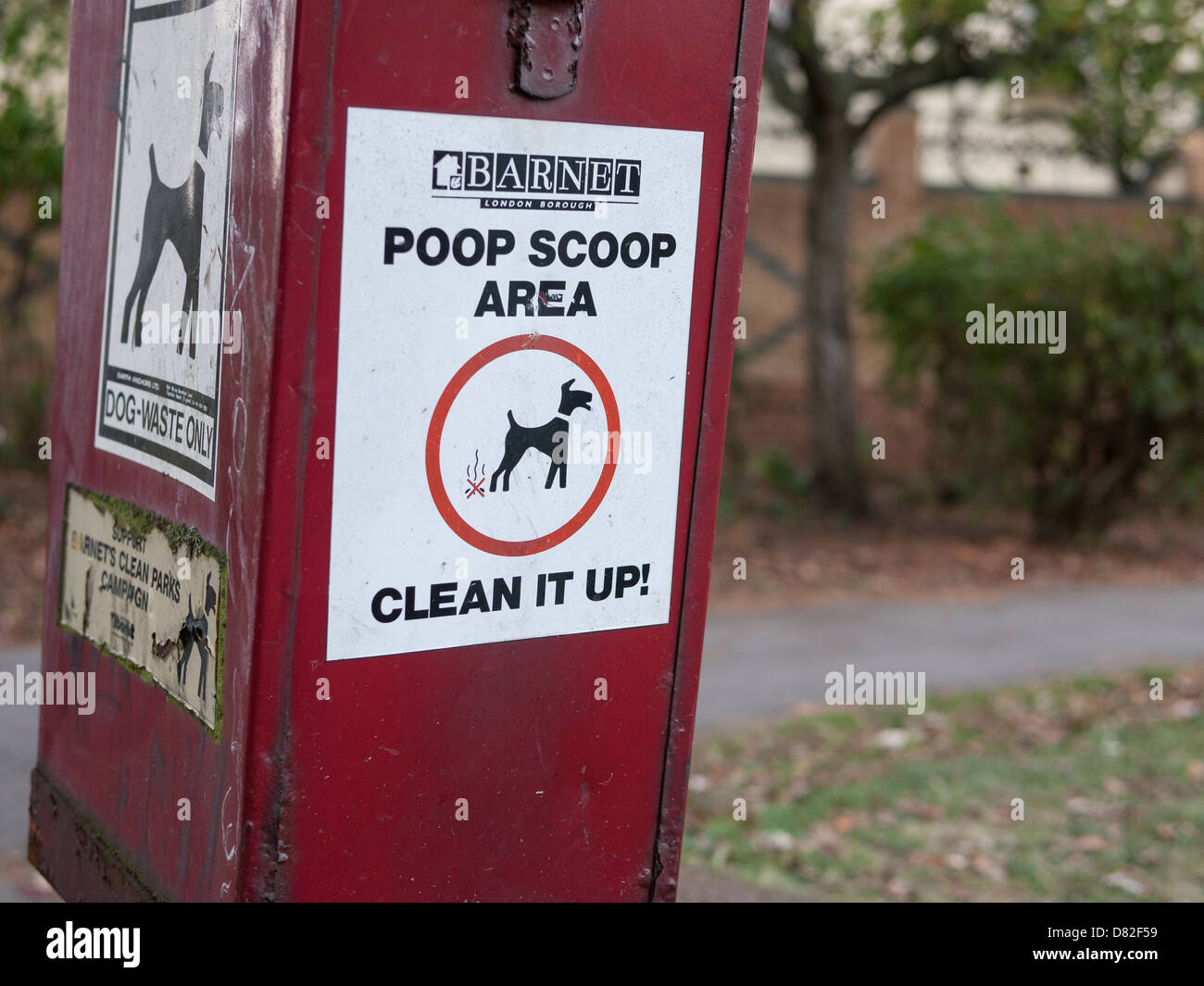 London Childshill Park, dog poop waste, dust bin Stock Photo - Alamy