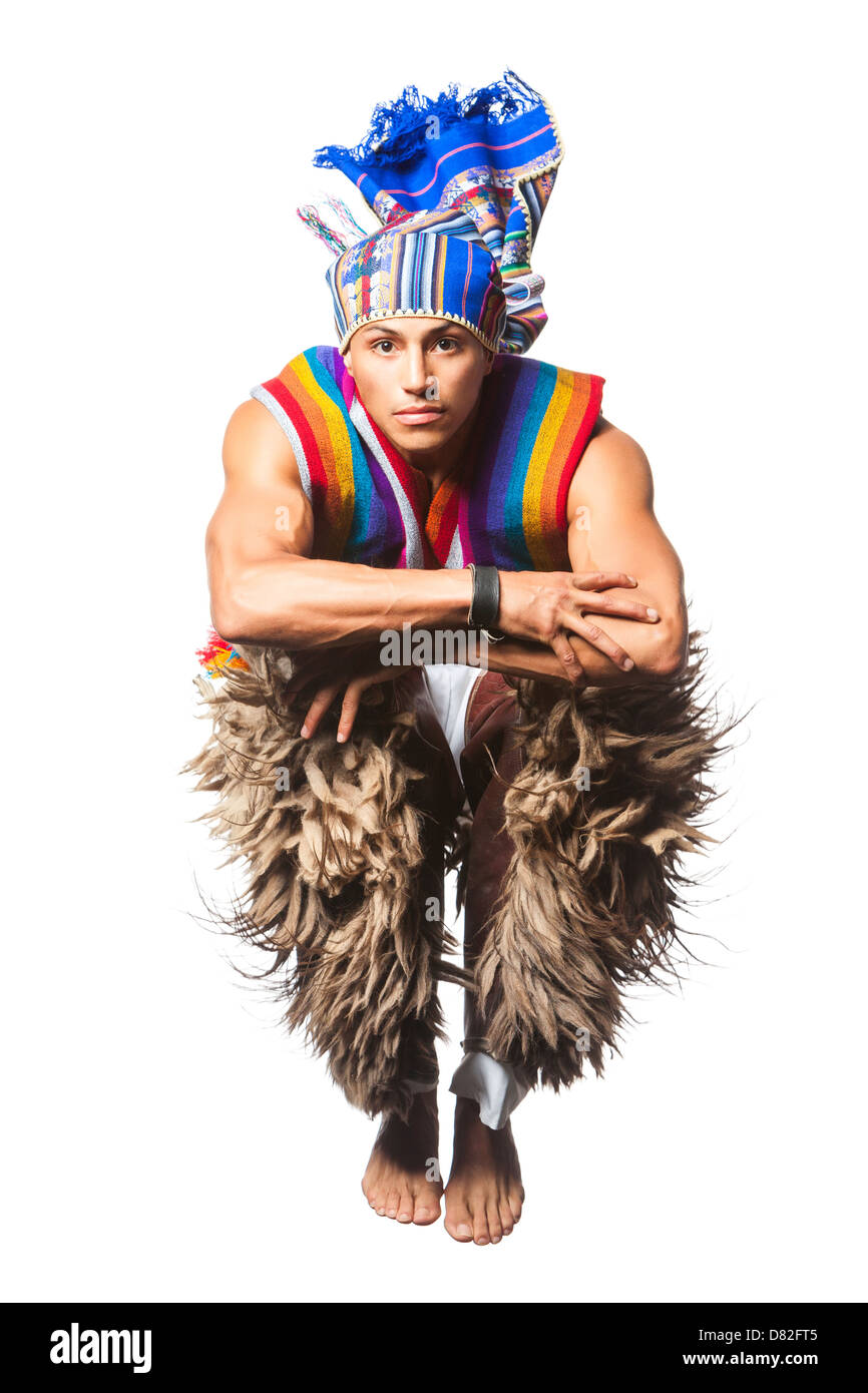 Ecuadorian Dancer Dressed Up In Traditional Clothing From The Andes ...