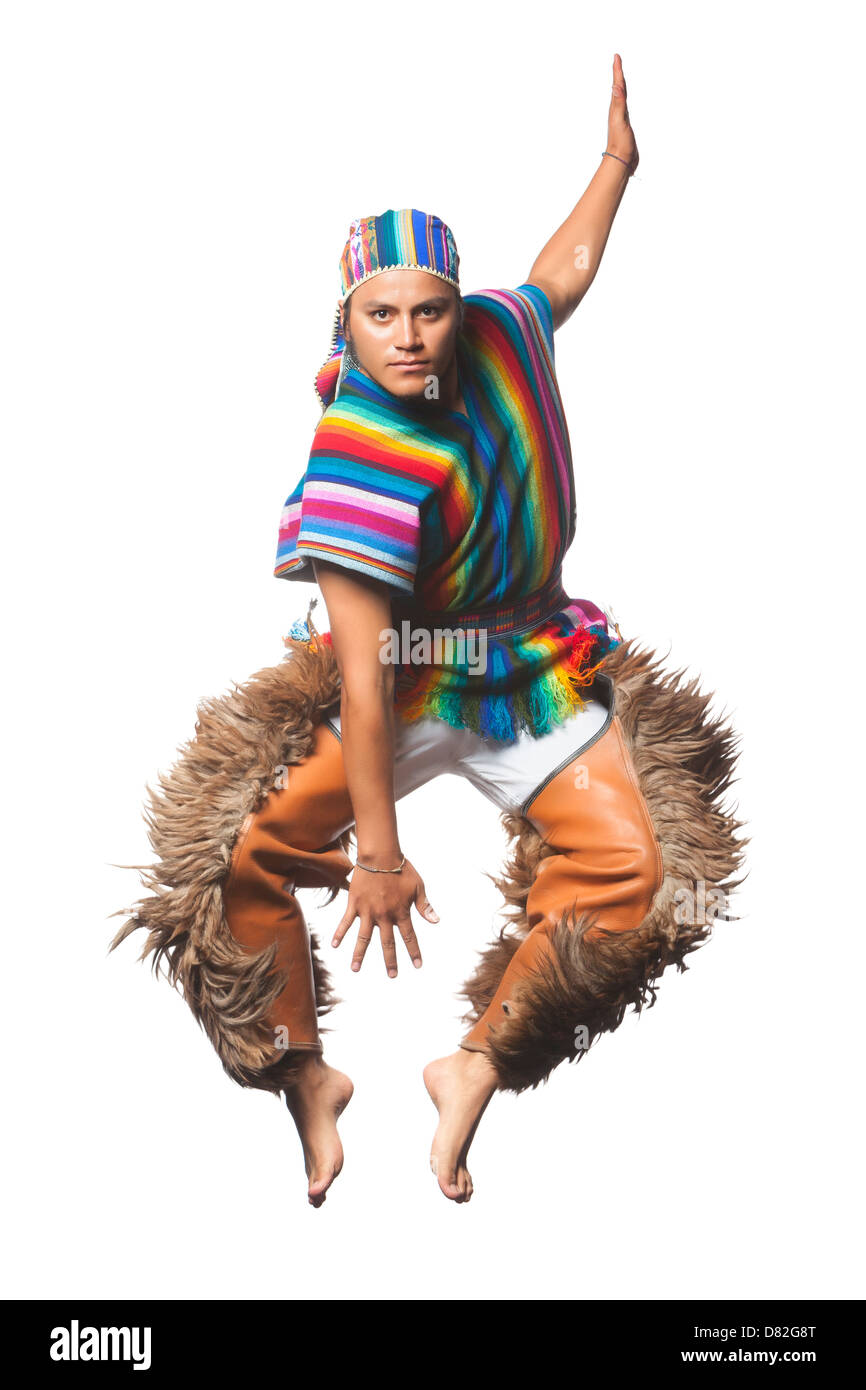 Ecuadorian Dancer Dressed Up In Traditional Clothing From The Andes ...