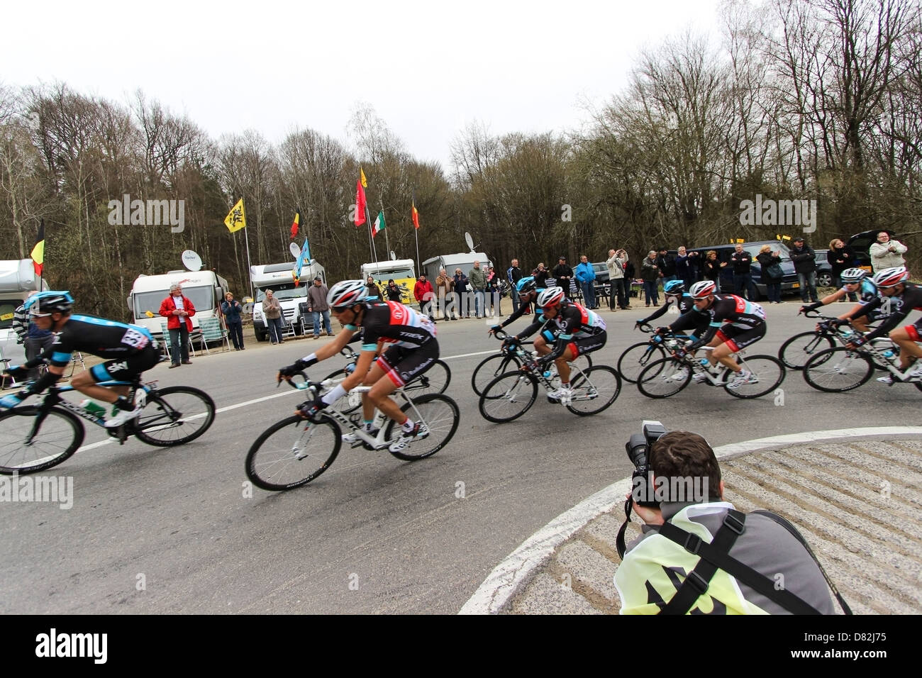 Professional sport photographers at work on a cycling race Stock Photo ...