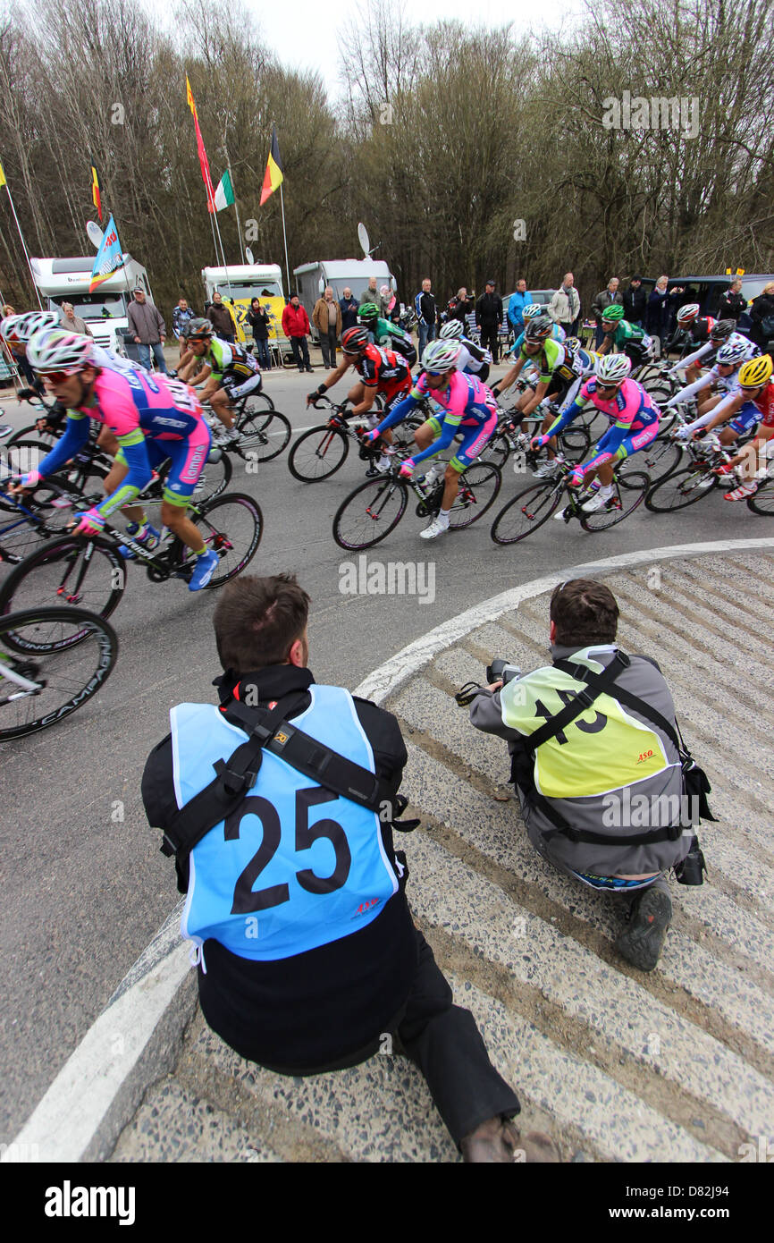Professional sport photographers at work on a cycling race Stock Photo ...