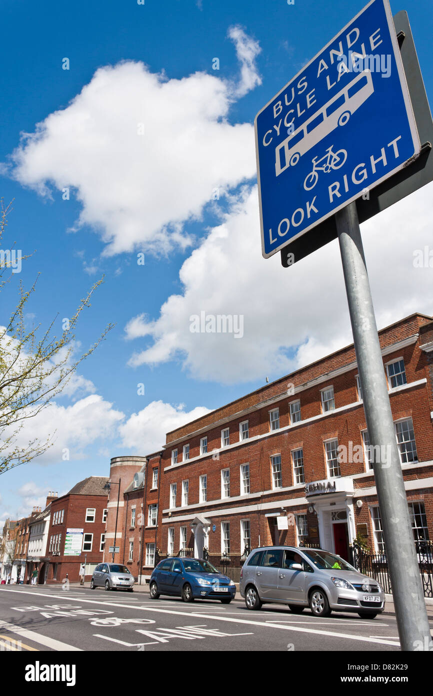Traffic sign bus lane hi-res stock photography and images - Alamy