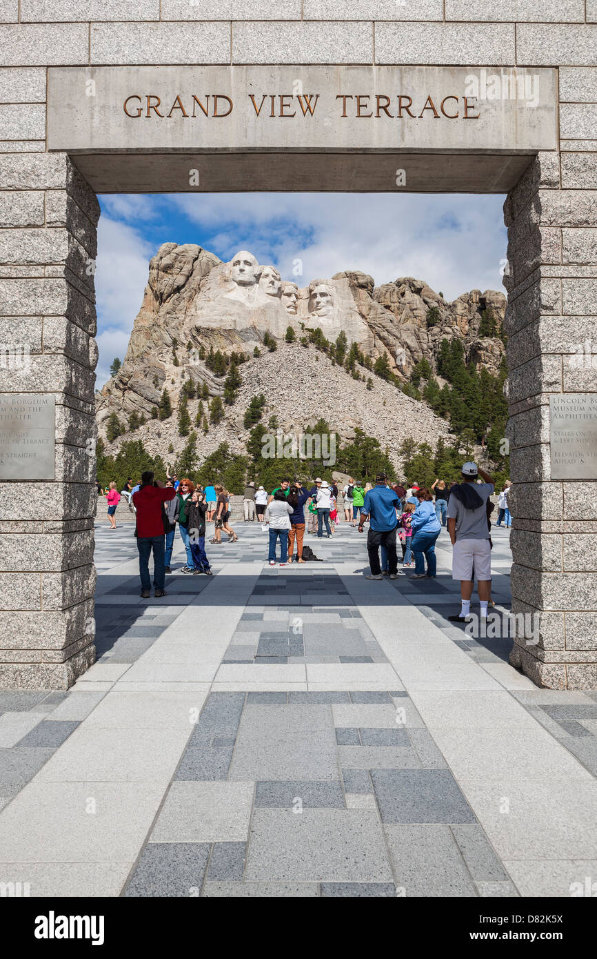Tourists Viewing Mount Rushmore from Grand View Terrace, Black Hills ...