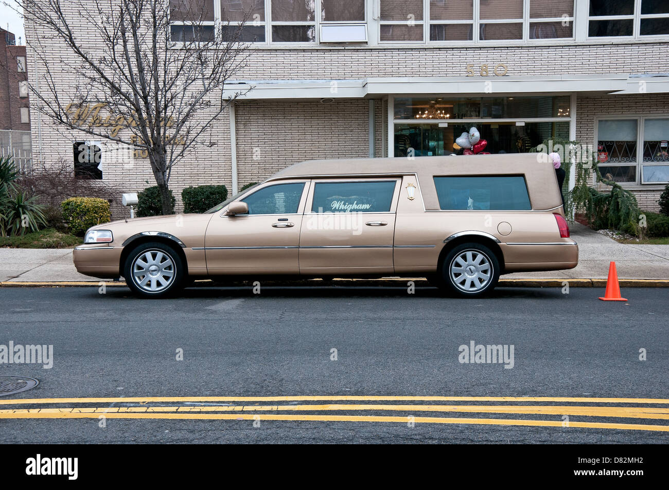 The hearse which carried Whitney houston's body to Whigham Funeral Home ...