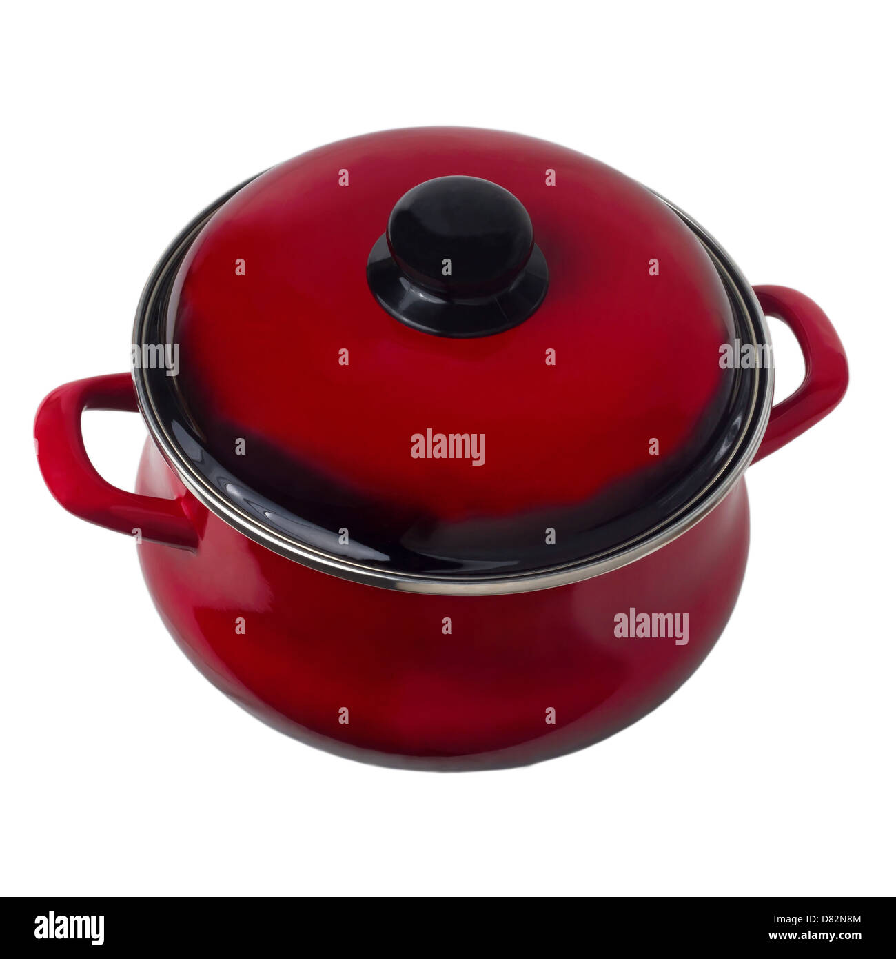 pan red pot kitchen isolated on white background (clipping path Stock ...