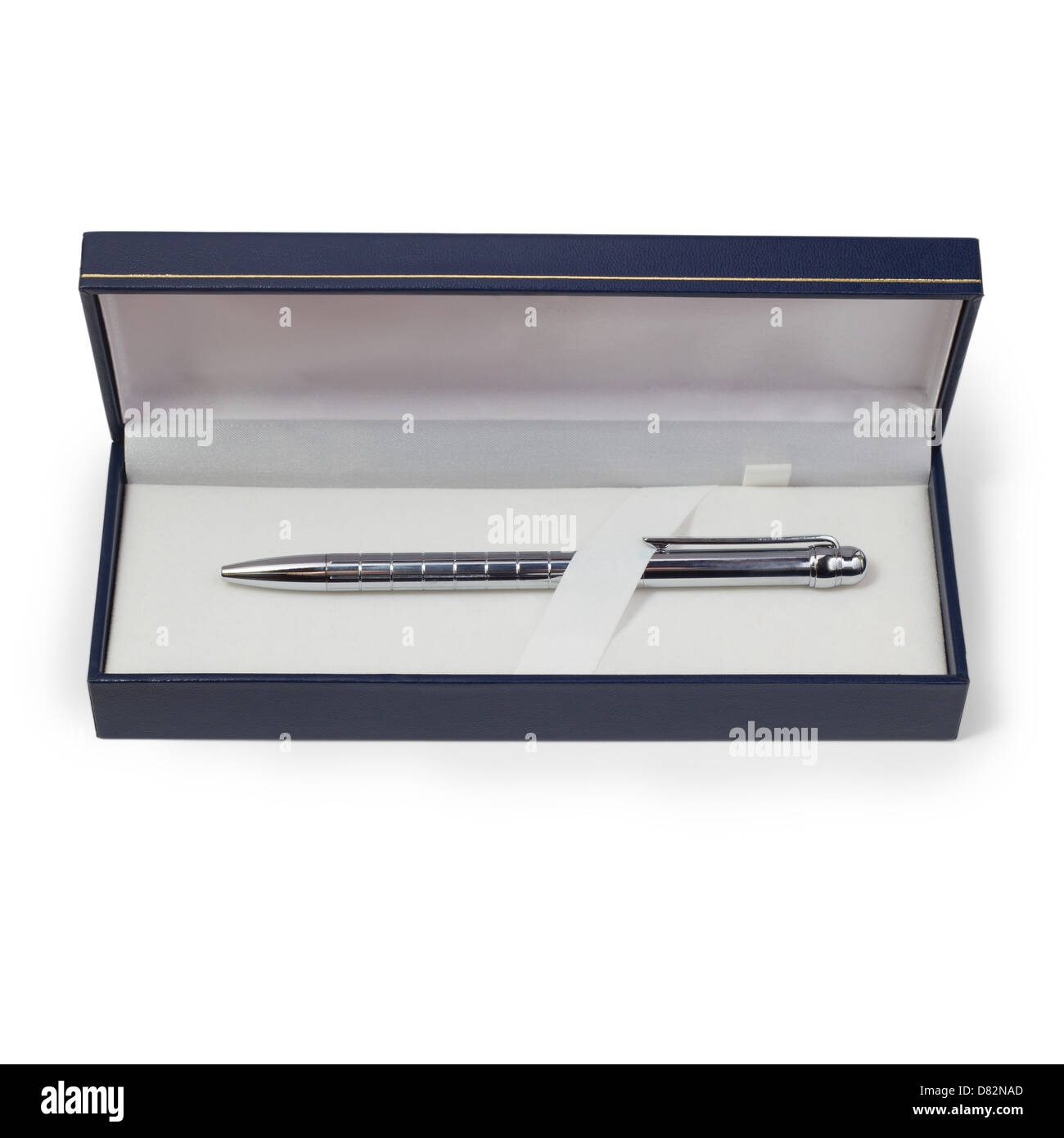 pen ballpoint silver gift box isolated on a white background Stock ...