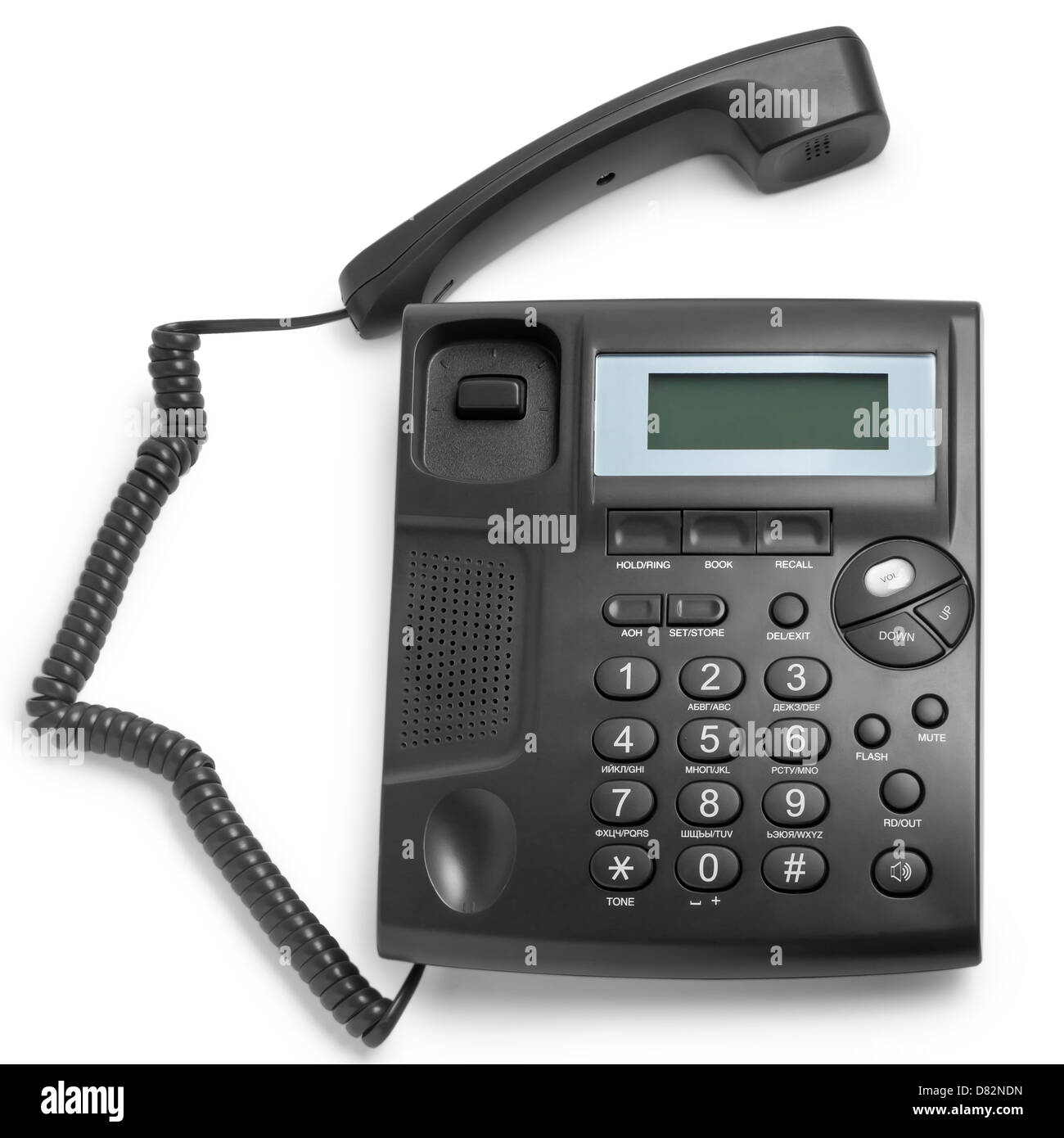 phone modern black call with cord isolated on white background Stock ...