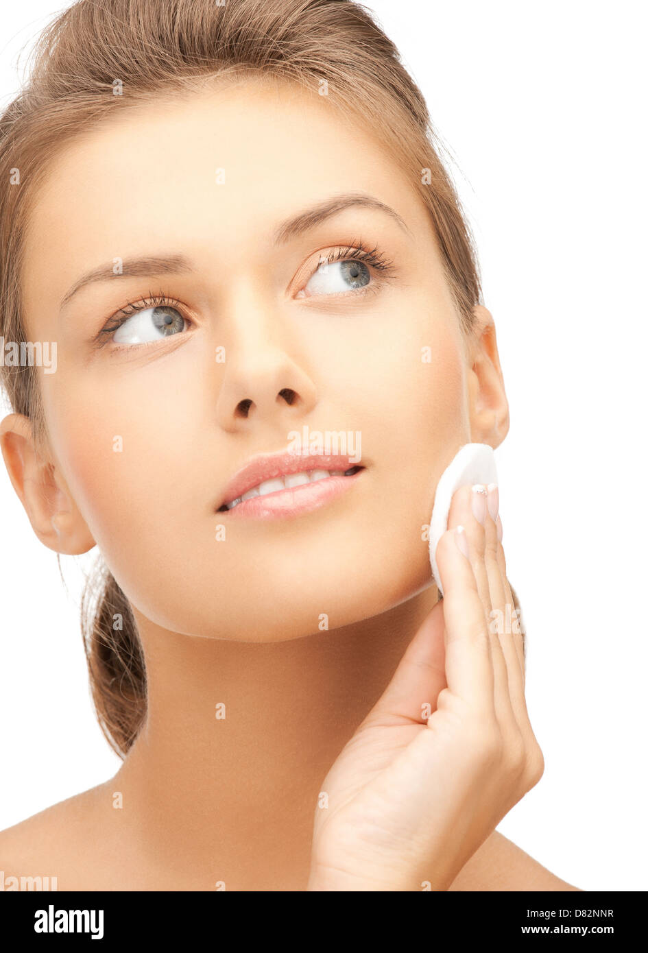 beautiful woman with cotton pad Stock Photo - Alamy
