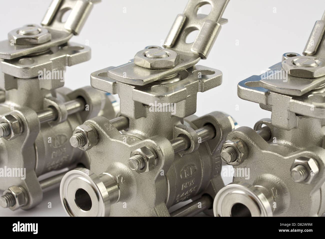 Close up of stainless steel valves Stock Photo - Alamy