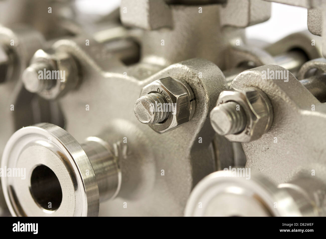 Close up of stainless steel valves Stock Photo - Alamy