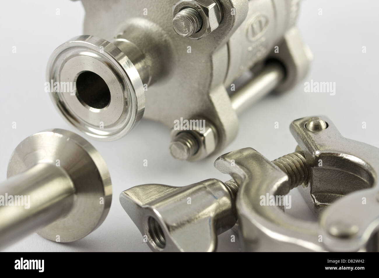 Close up of stainless steel valves and fittings Stock Photo - Alamy