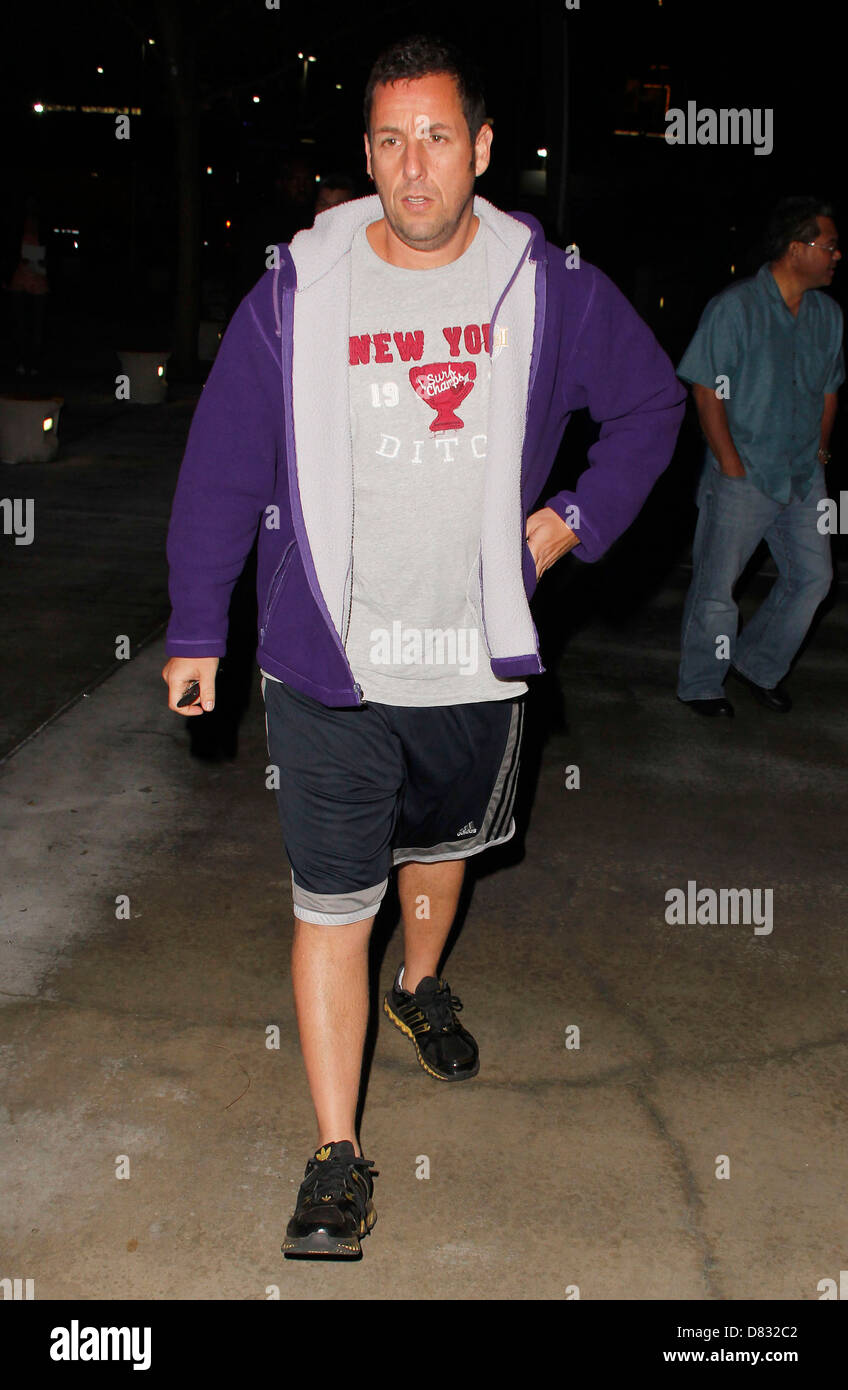 Adam Sandler arrives at the Staples Center for the Los Angeles Lakers ...