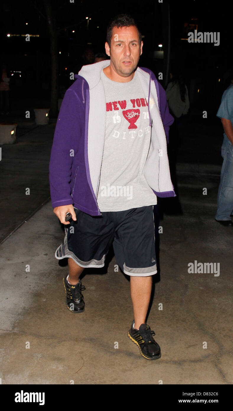 Adam Sandler arrives at the Staples Center for the Los Angeles Lakers ...