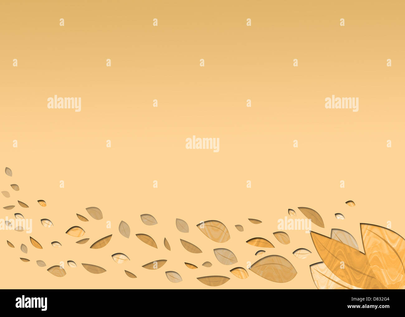 A light autumn background with fall leaves in orange neutral hues Stock ...