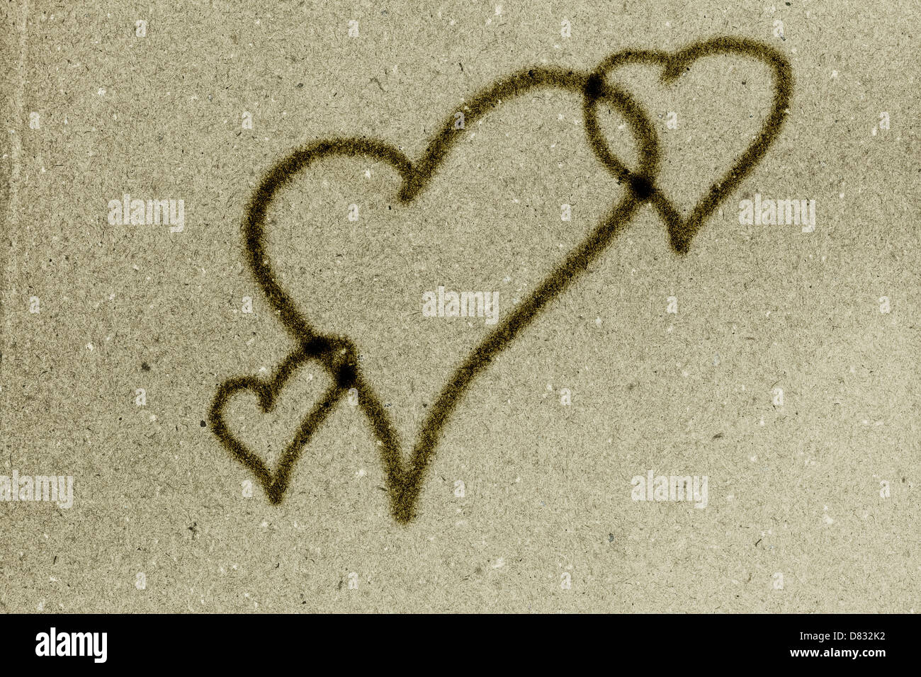 Hearts on vintage green paper texture background Stock Photo - Alamy