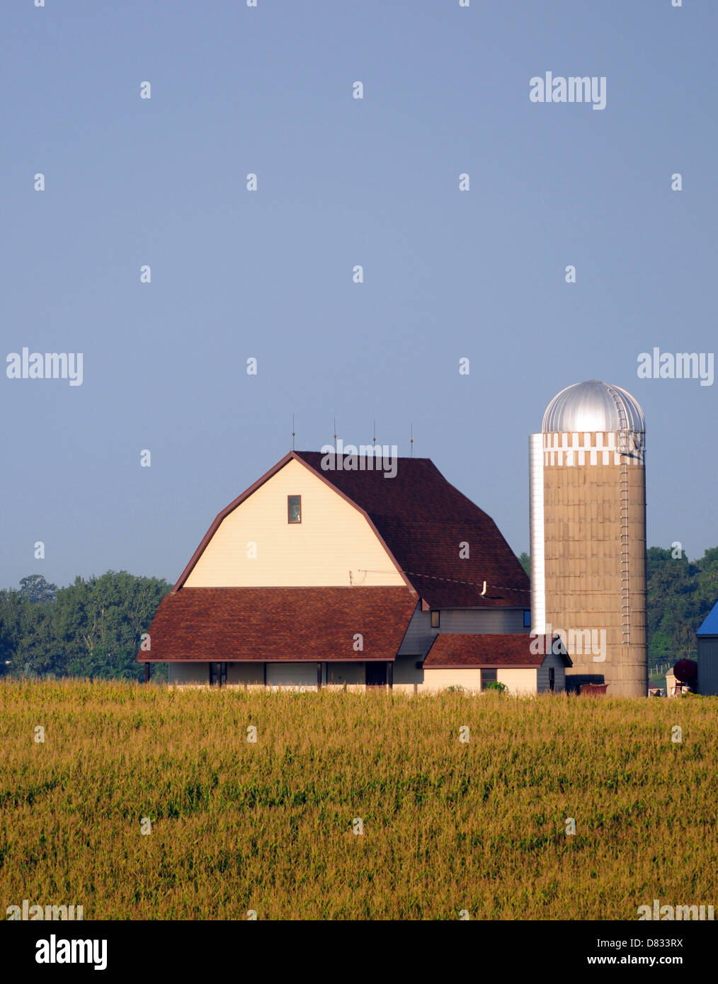 farmhouse with a barn in rural landscape Stock Photo - Alamy