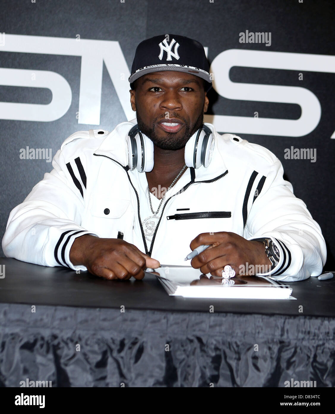 50 Cent (real name Curtis Jackson) appears at the 'SMS' audio booth at ...