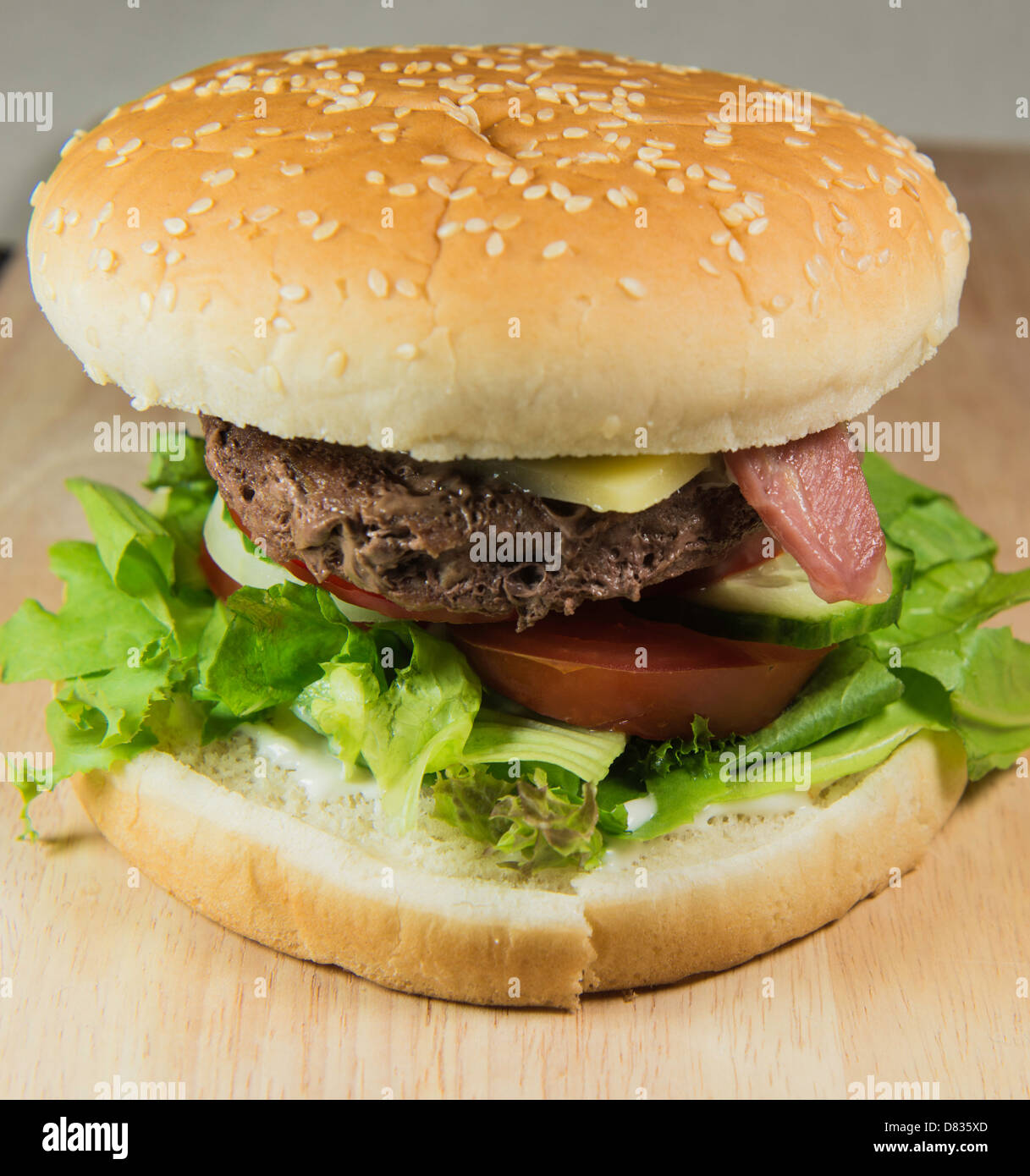 A freshly made hamburger Stock Photo - Alamy