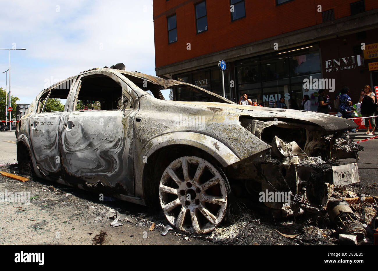 The aftermath of rioting in Woolwich, England on August 8, 2011 Police ...