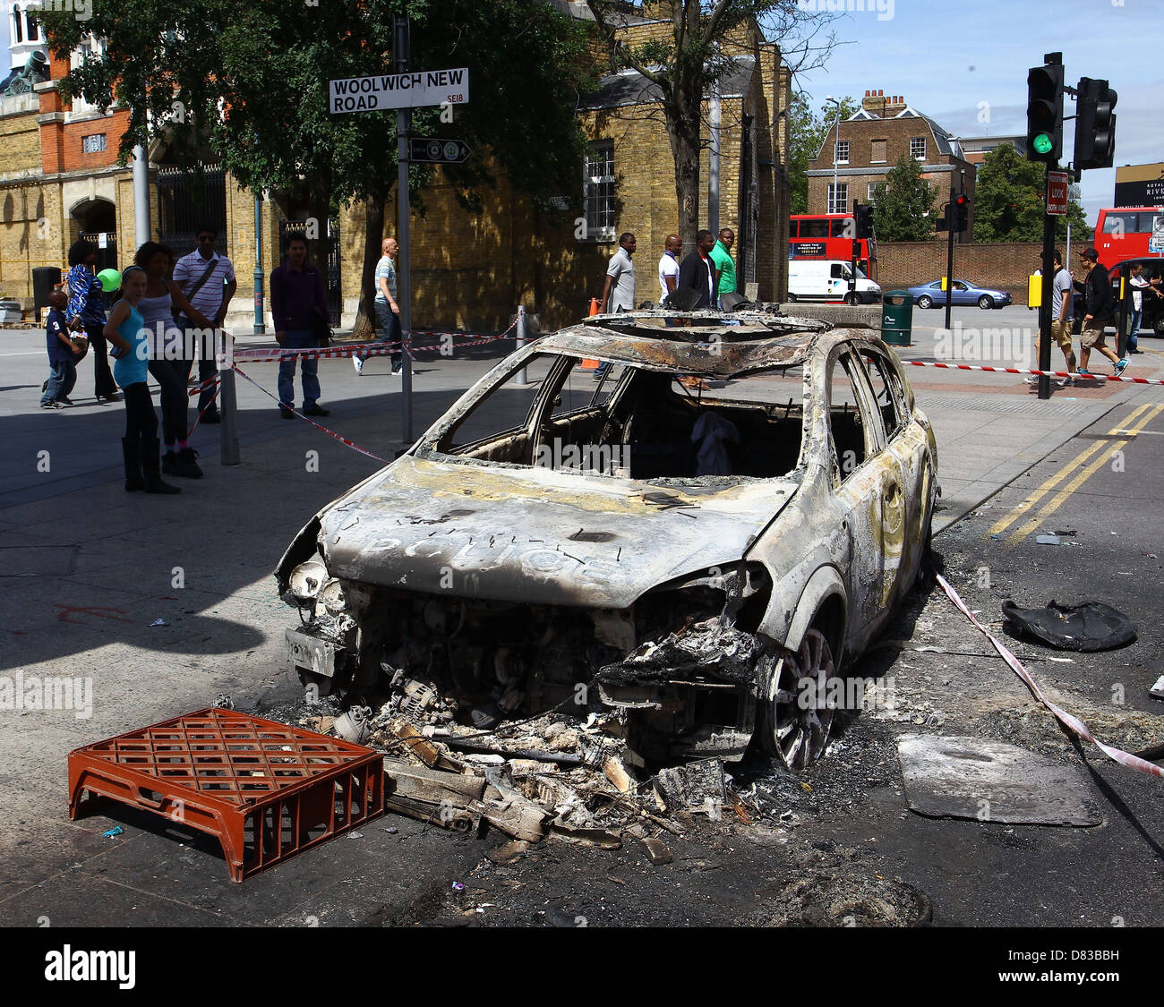 The aftermath of rioting in Woolwich, England on August 8, 2011 Police ...