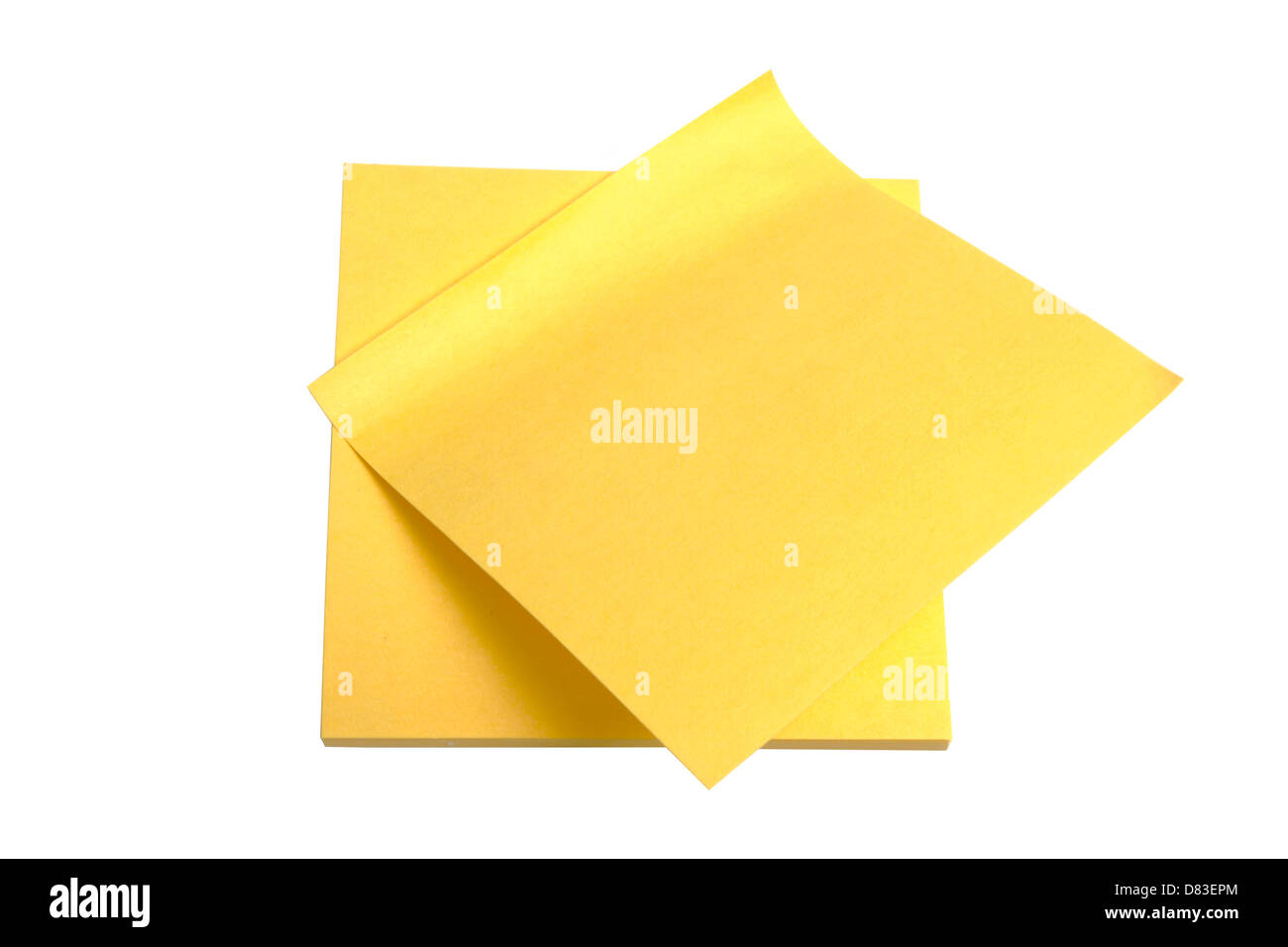 Yellow memo paper isolated on white background Stock Photo - Alamy