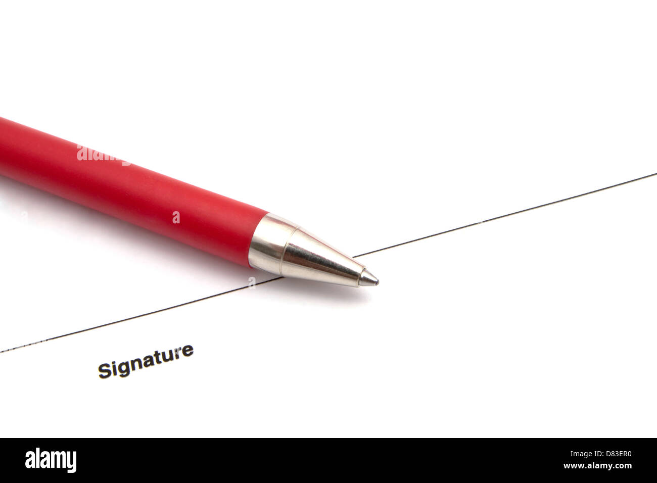 A pen isolated on a blank signature paper Stock Photo - Alamy