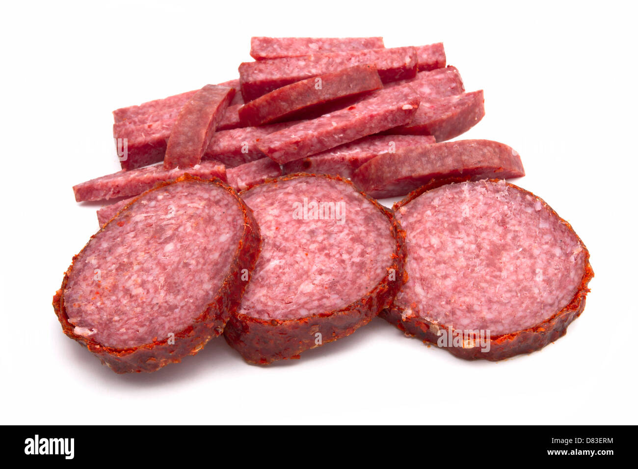 Chili salami isolated on white background Stock Photo - Alamy