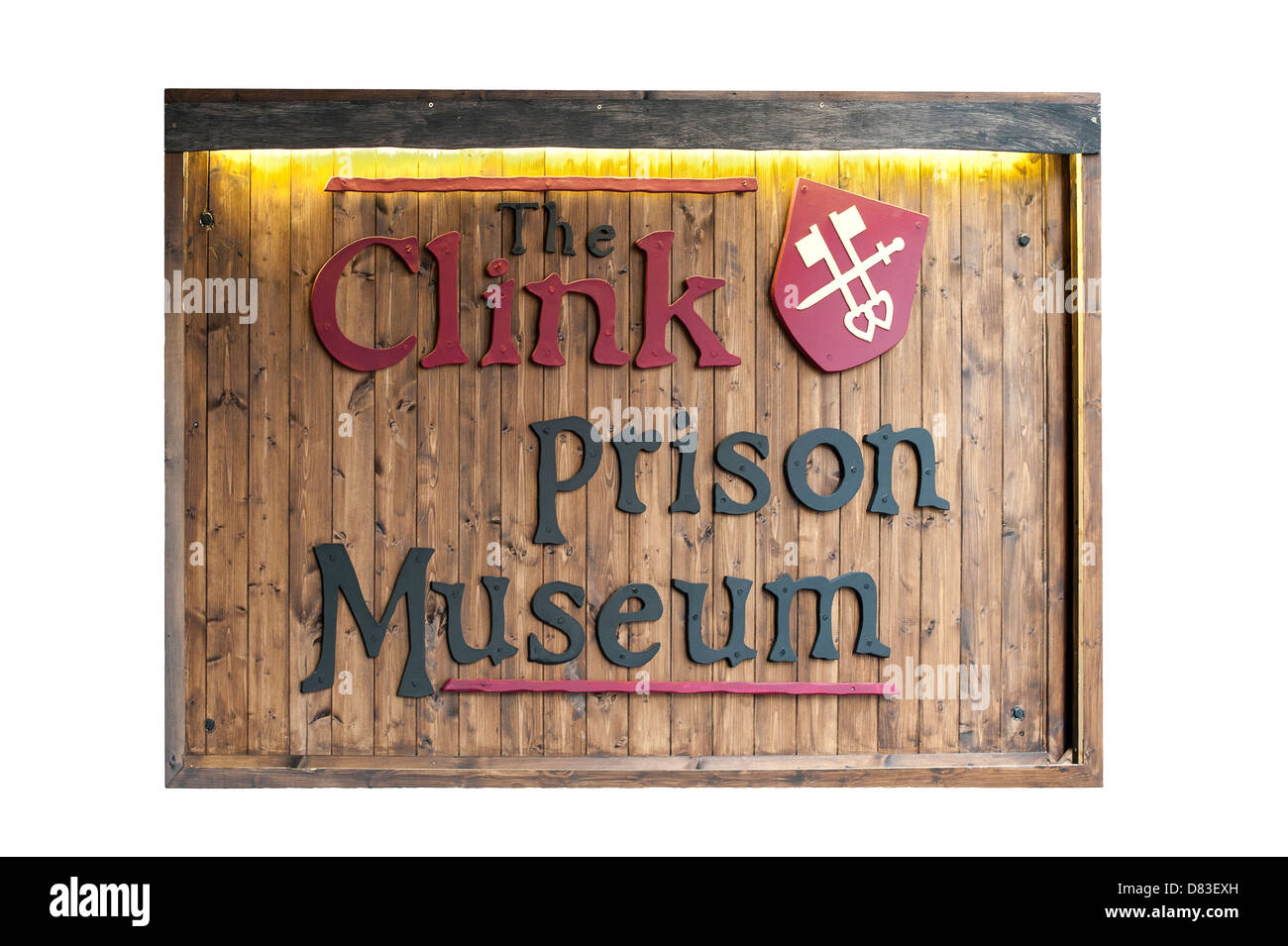 Cutout of sign outside the Clink prison Museum Tourist Attraction Stock ...