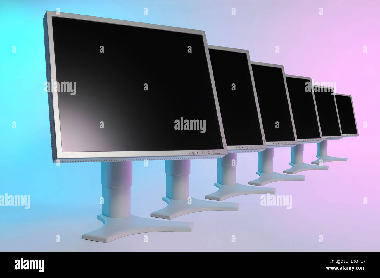 Row of LCD monitors Stock Photo - Alamy