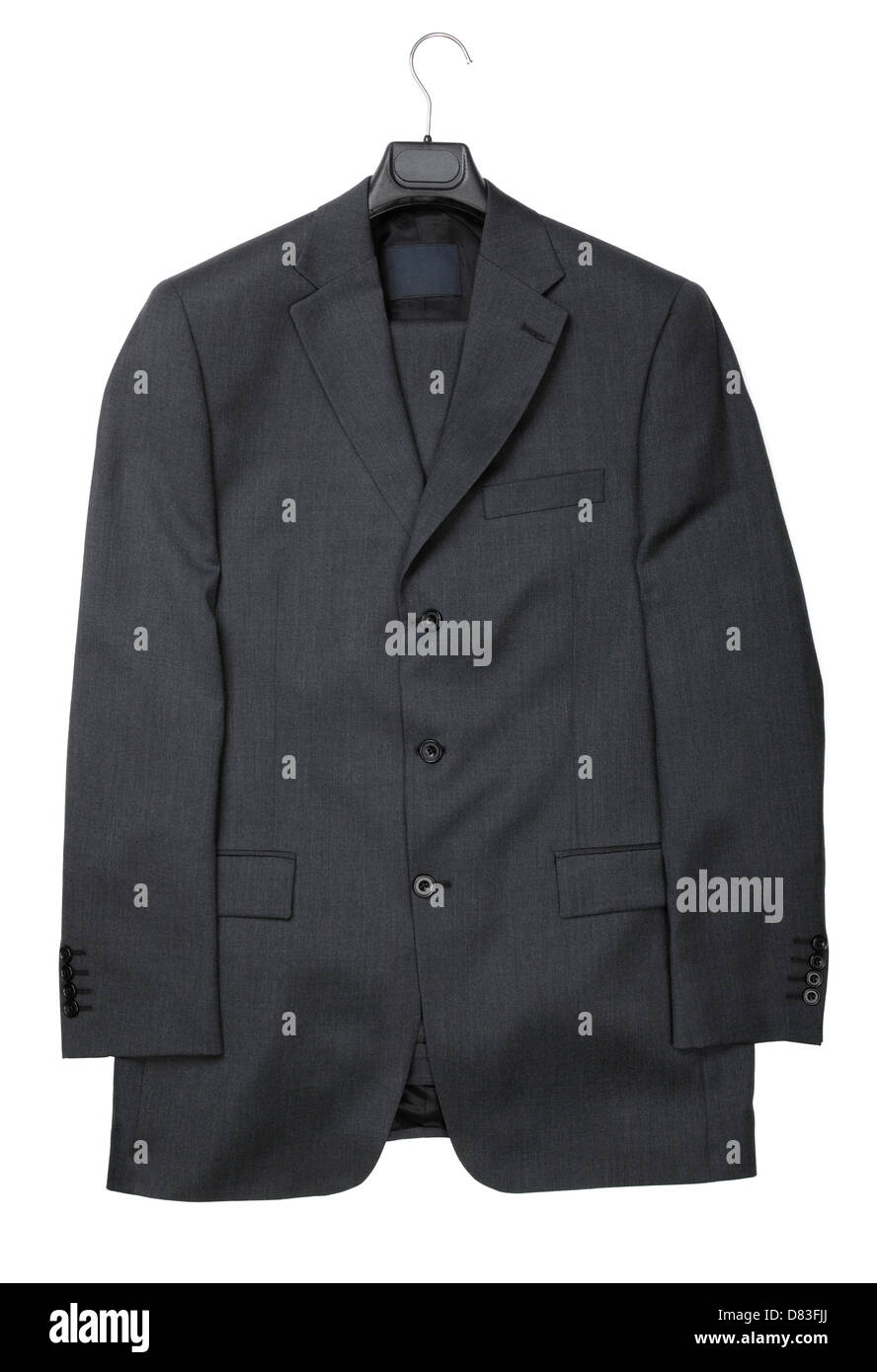 Dark gray business suit jacket isolated on white background Stock Photo ...