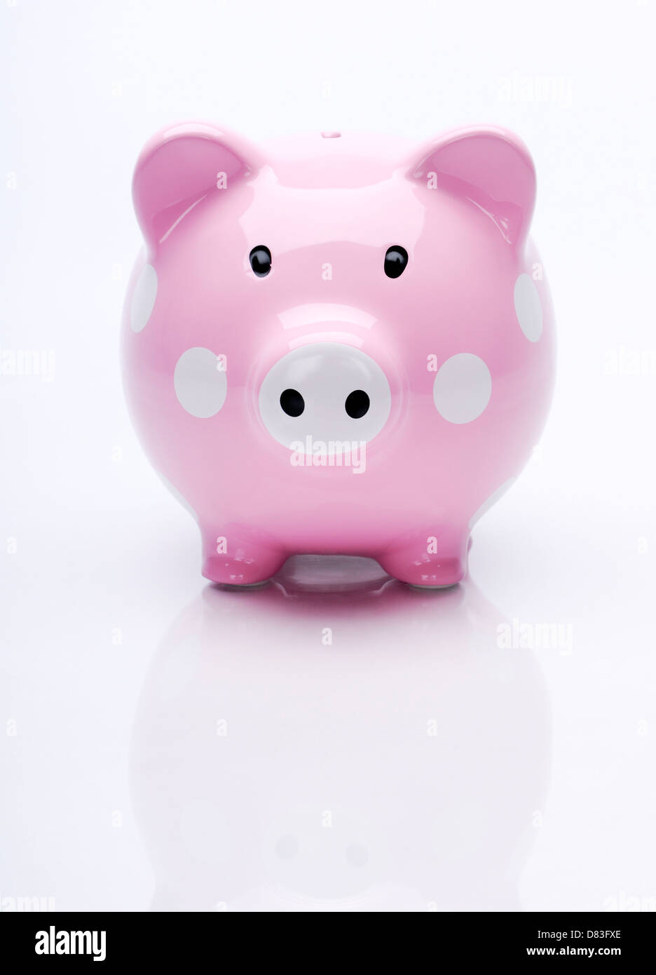 Pink cute piggy bank isolated on white background Stock Photo - Alamy