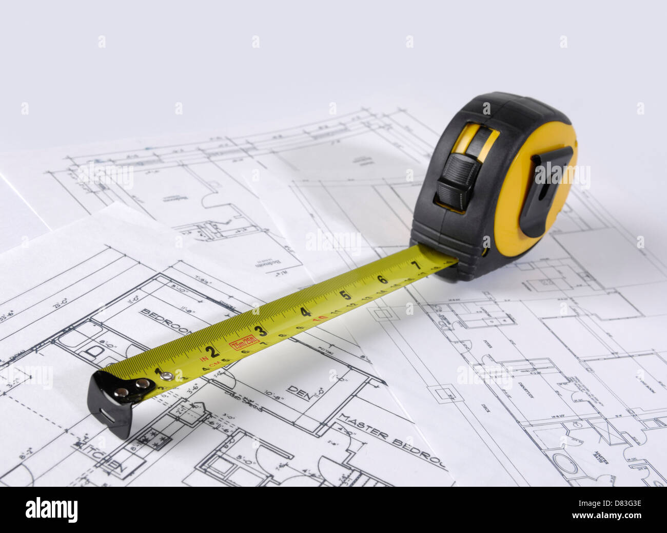 Measuring tape on floor plan hi-res stock photography and images - Alamy