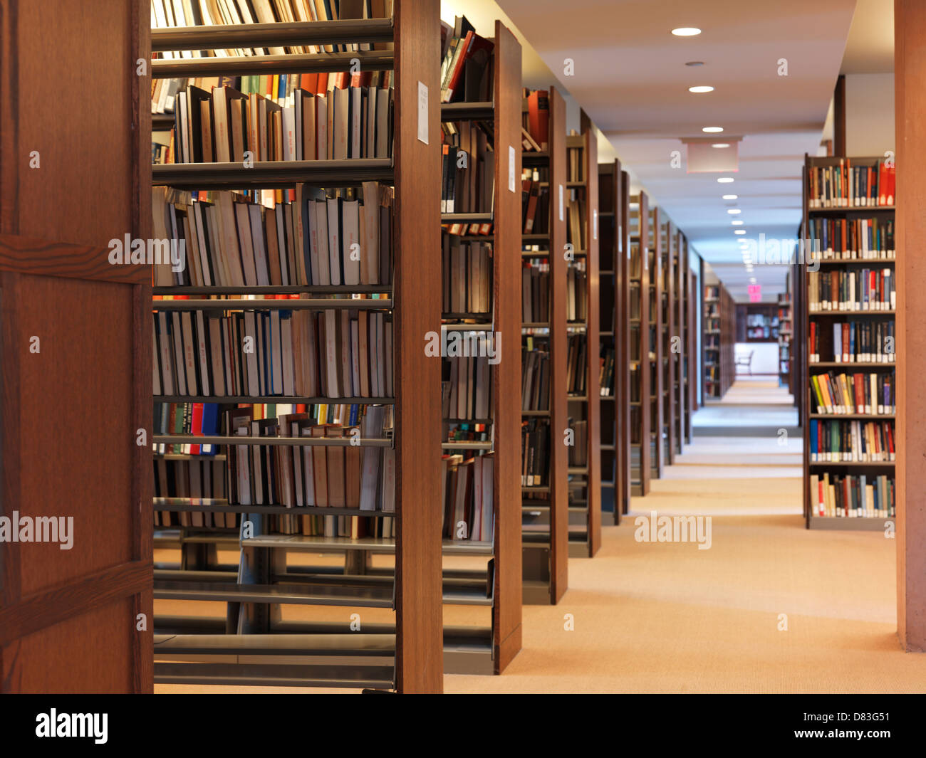 Rows of bookshelves in a library Stock Photo - Alamy