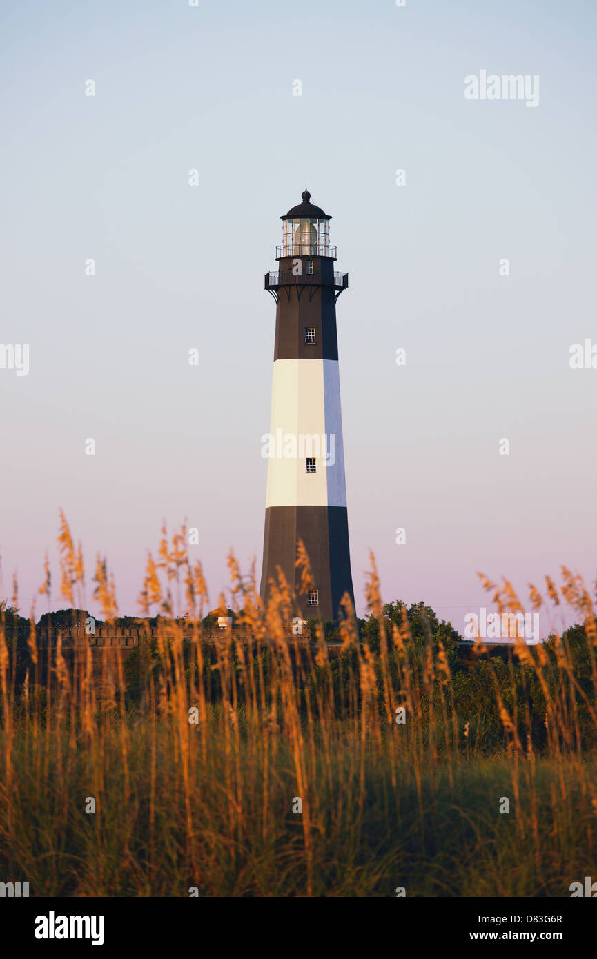 Lighthouse at sunrise, Tybee island, USA Stock Photo - Alamy
