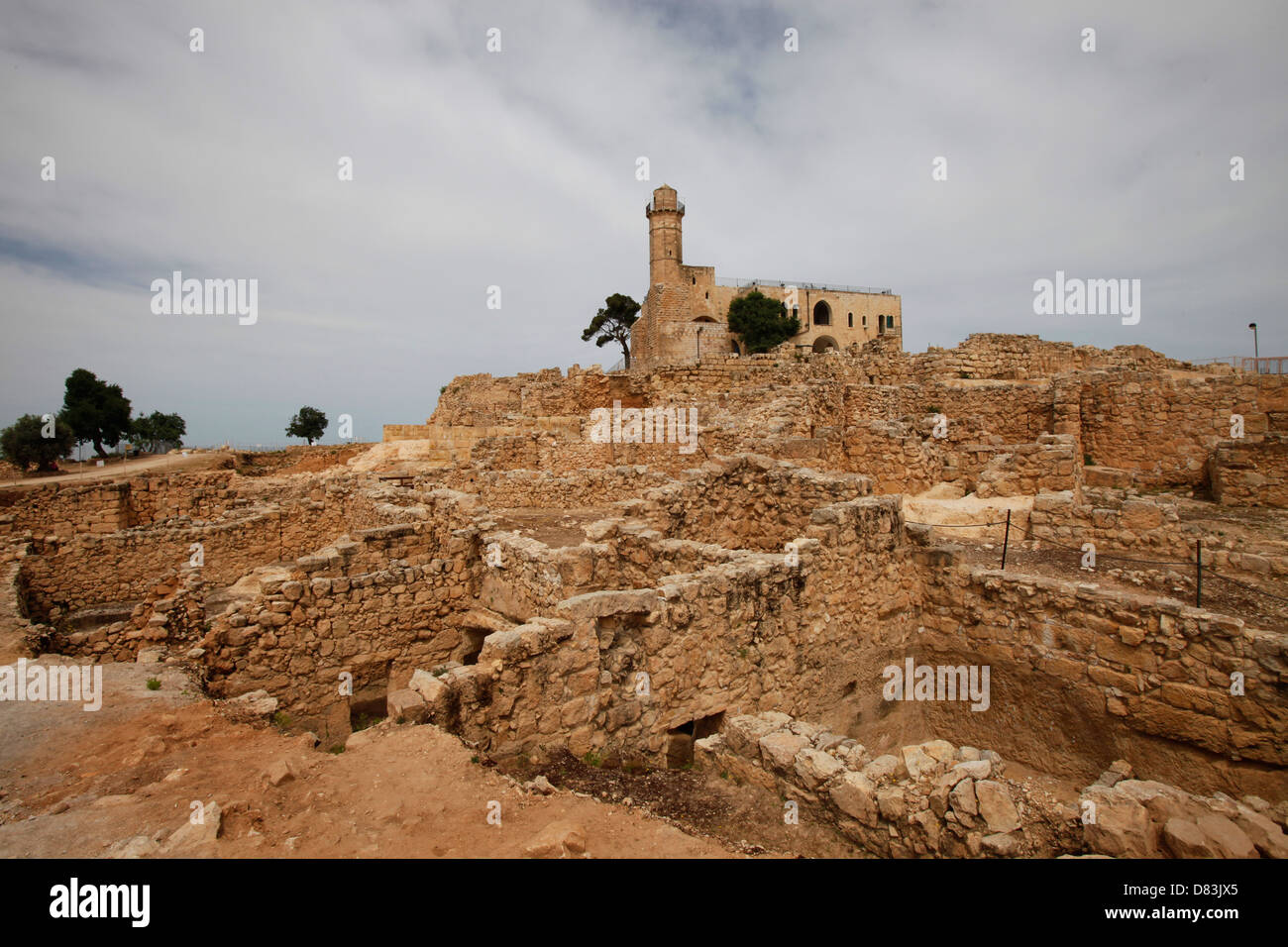 View of Nabi Samwil mosque built over the tomb of Samuel the ...