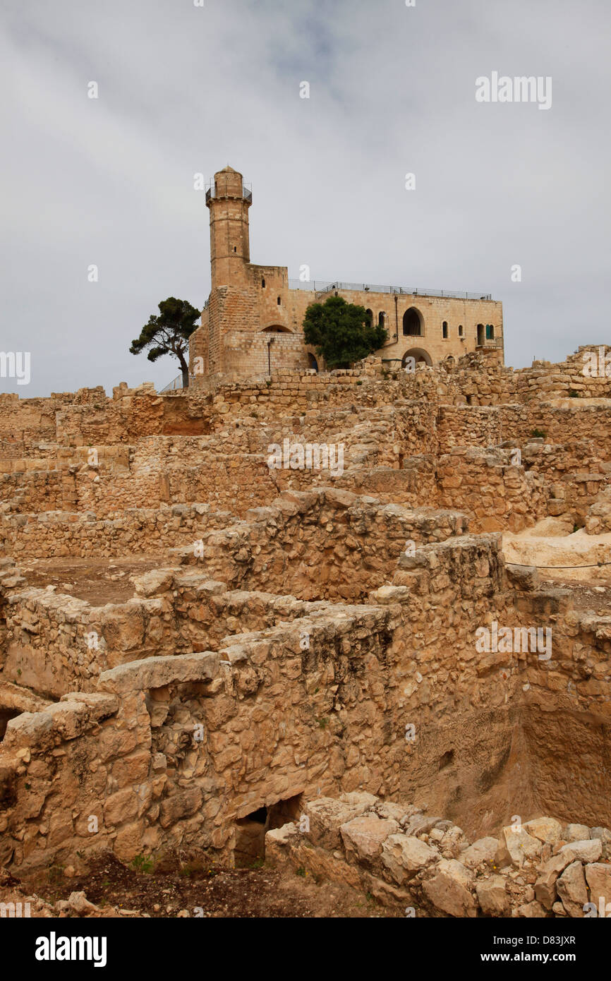 View of Nabi Samwil mosque built over the tomb of Samuel the ...