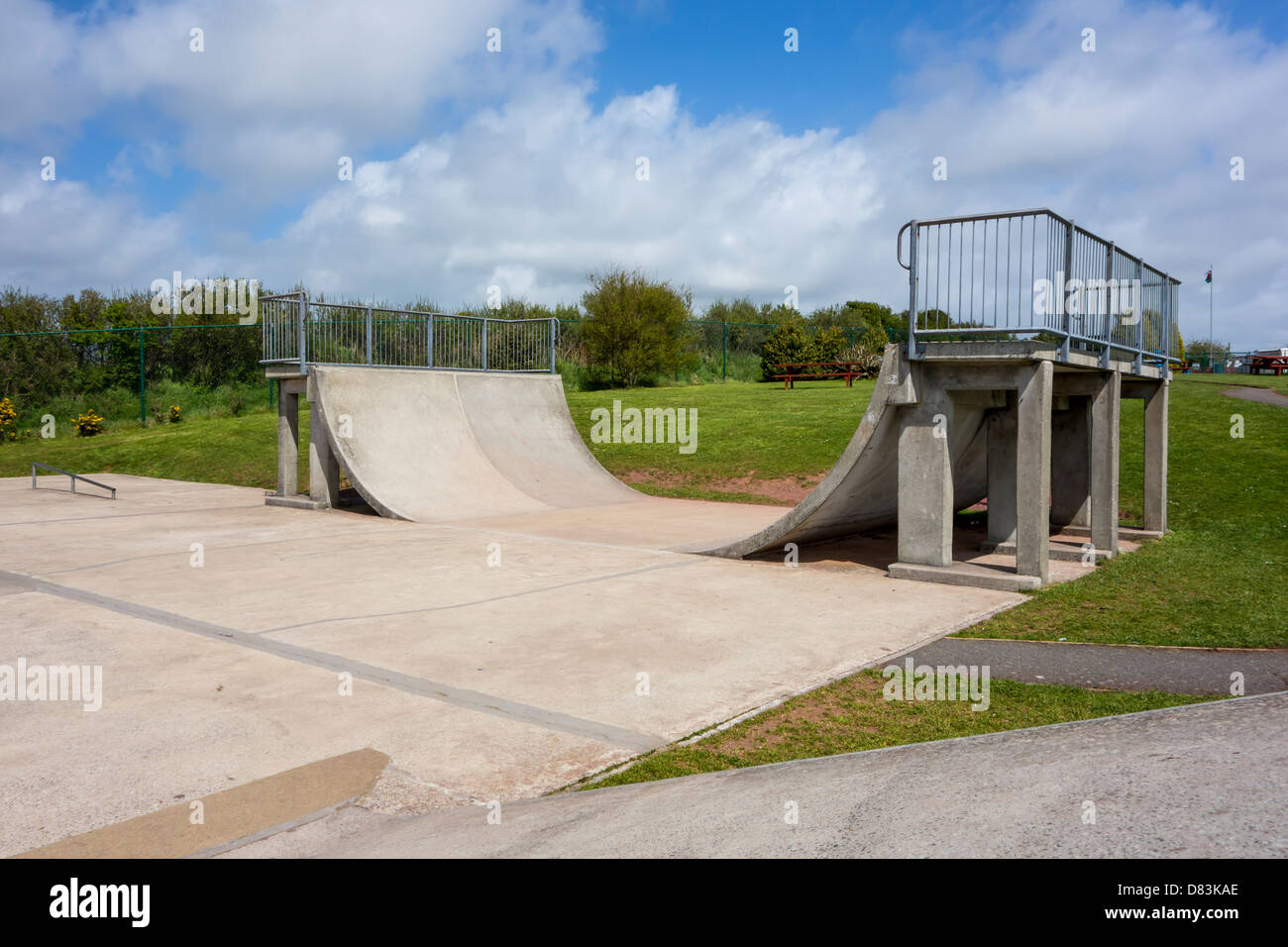 View of a skate park within a public playground in the UK Stock Photo ...