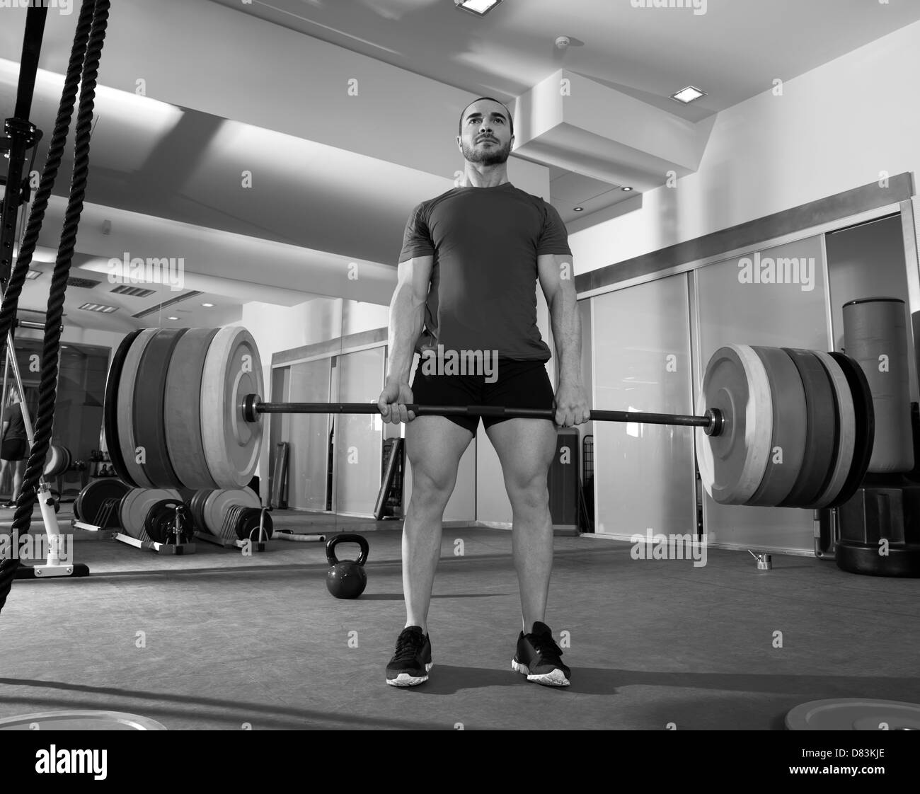 Man lifting kettlebell crossfit center hi-res stock photography and ...