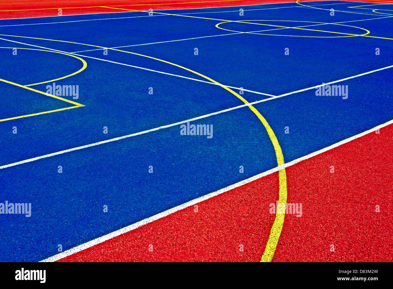 Sports field with synthetic turf and different markings, used in sports ...