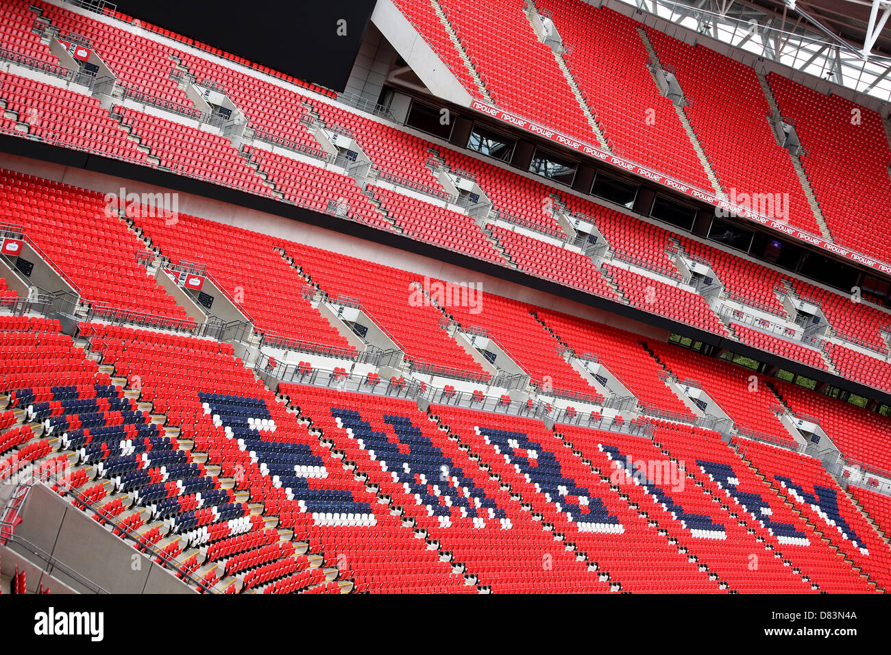 The east stand with the large lettering 'Wembley' is pictured at the ...