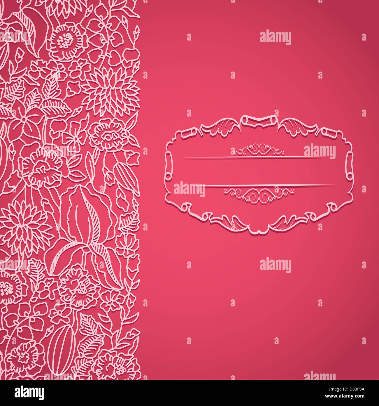 Bright pink card with ornamental pattern and frame Stock Photo - Alamy