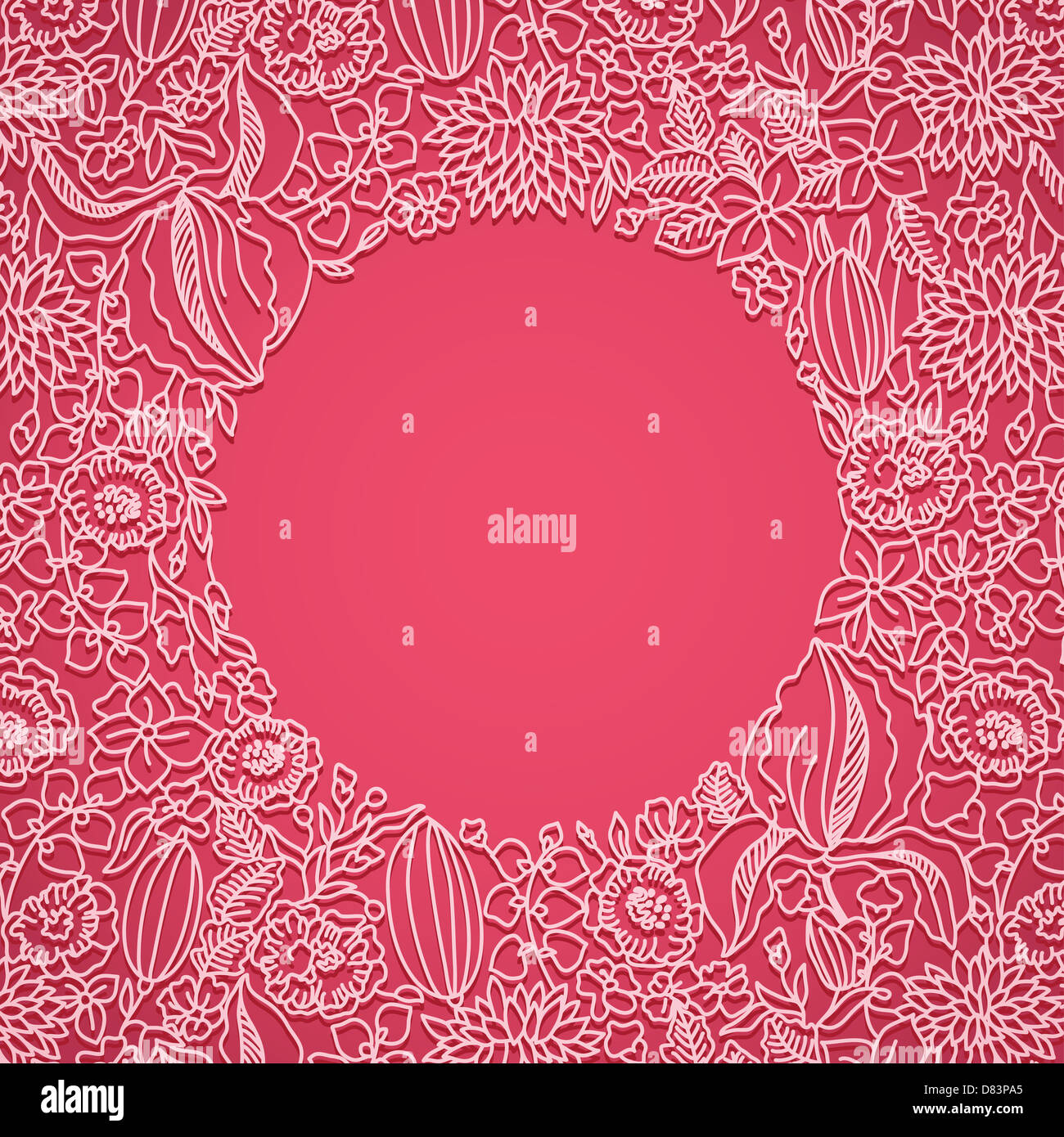 Bright pink card with ornamental pattern and frame Stock Photo - Alamy