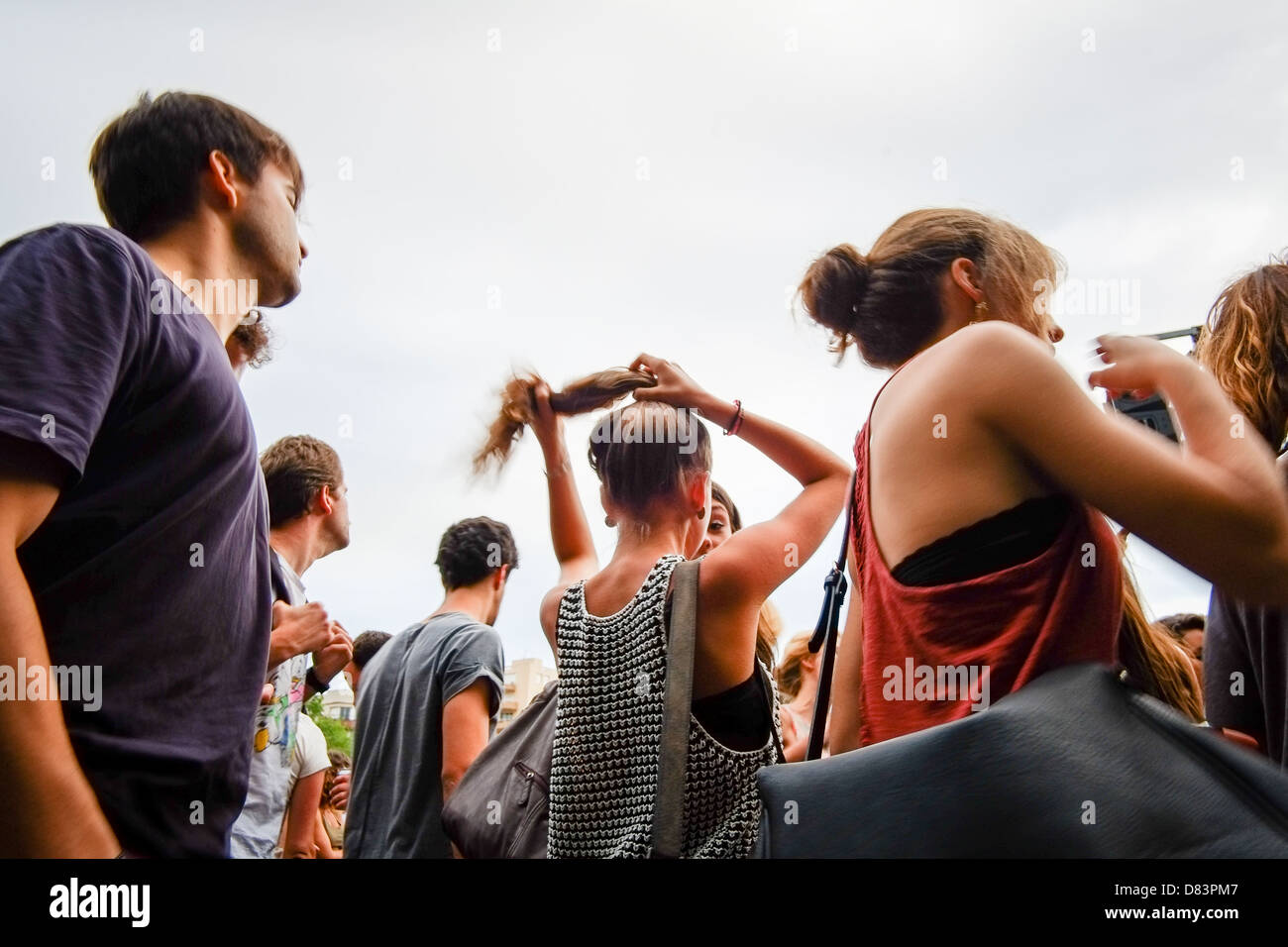 Dancing crowd at oudoor music festival Stock Photo - Alamy