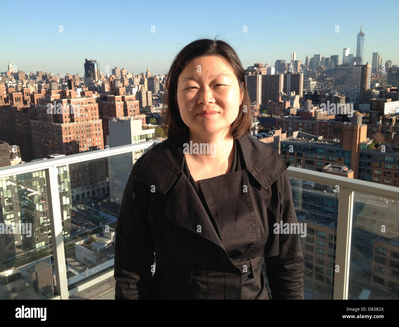 The Boston architect Meejin Yoon is pictured in front of the backdrop ...