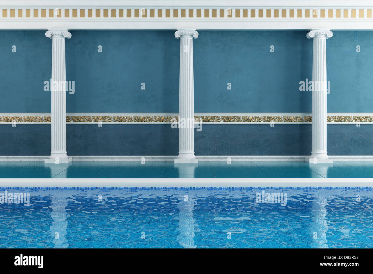 Blue luxury resort with swimming pool - rendering Stock Photo - Alamy