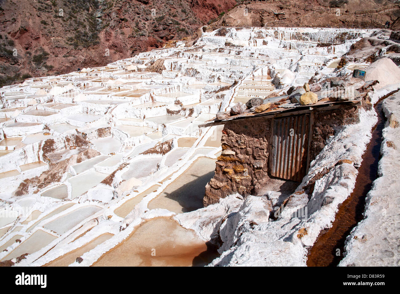 The salt pans in the mountains near Maras, Peru Stock Photo - Alamy